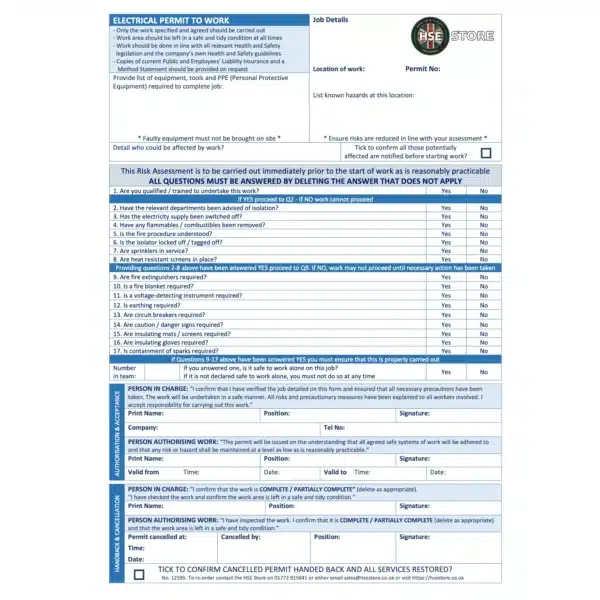 Permit to Work Systems & Safety Permits | HSE Store